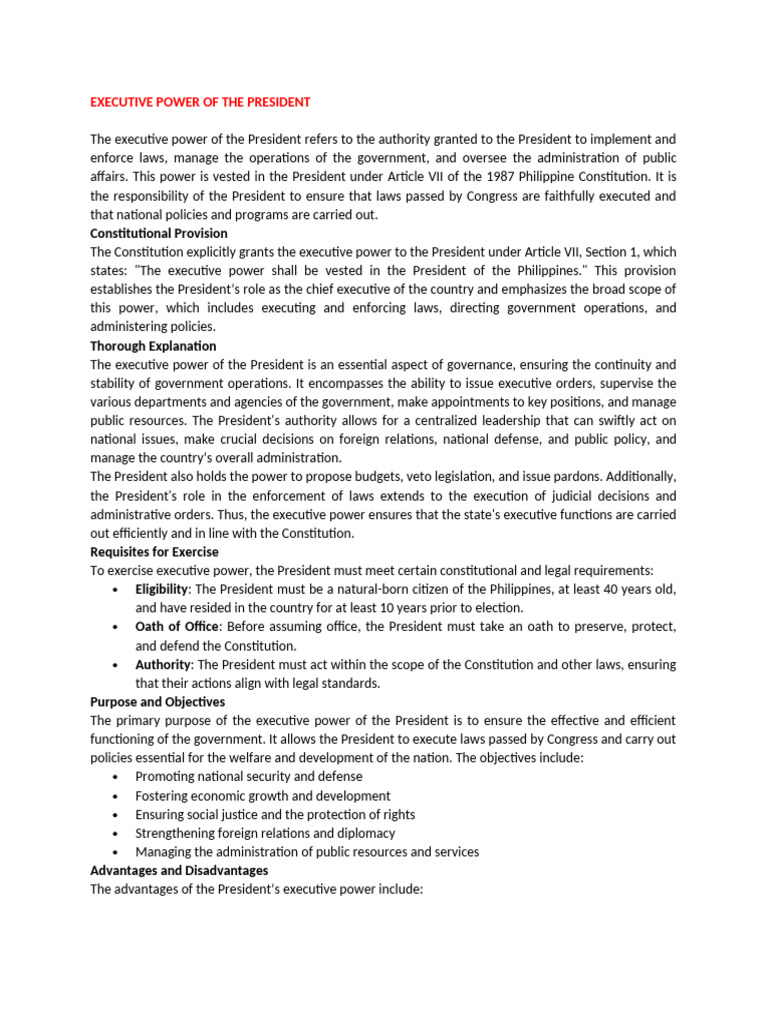 Executive Department | PDF | American Government | Presidents Of The ...