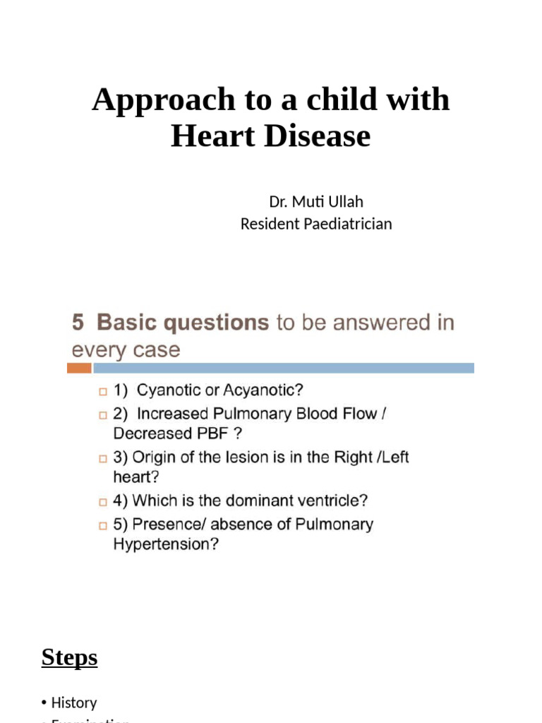 Approach To A Child With Heart Disease | PDF | Medical Specialties ...