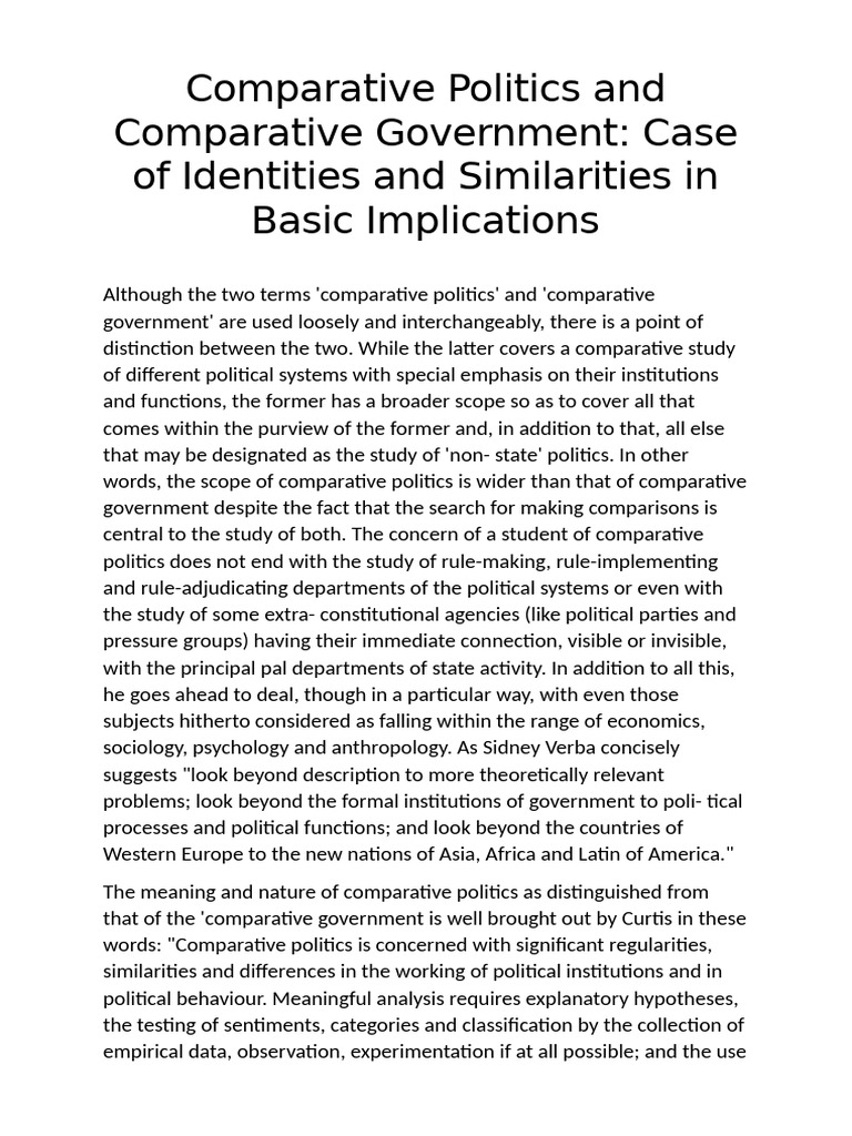 Comparative Politics and Comparative Government | PDF | System | Theory