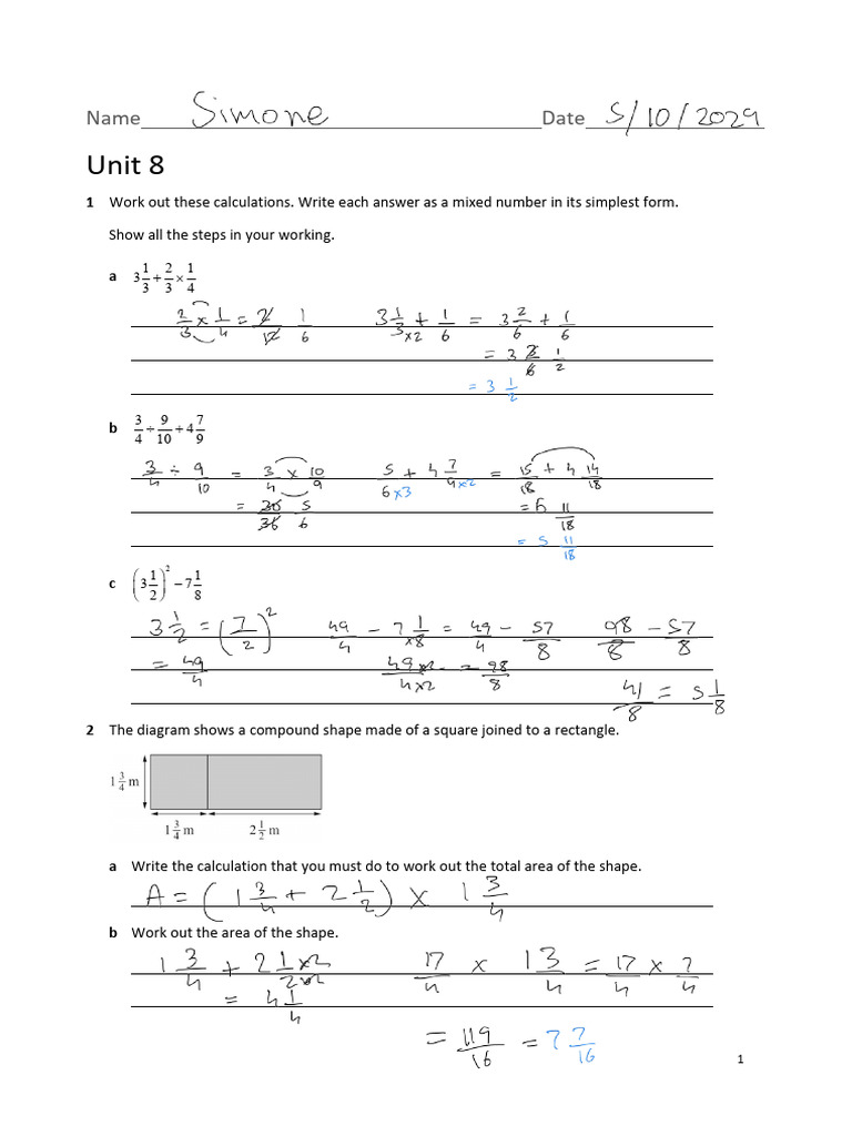 Open Unit 8 Fractions - Level 2 Simone PDF | PDF