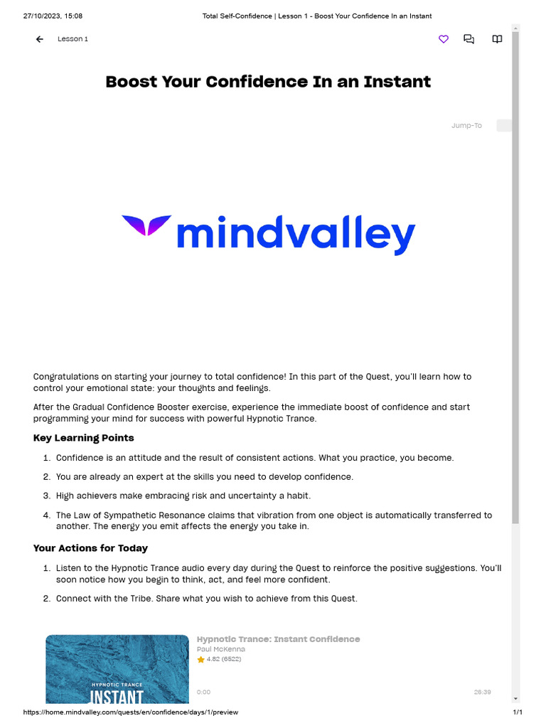 Total Self-Confidence - Lesson 1 - Boost Your Confidence in An Instant ...