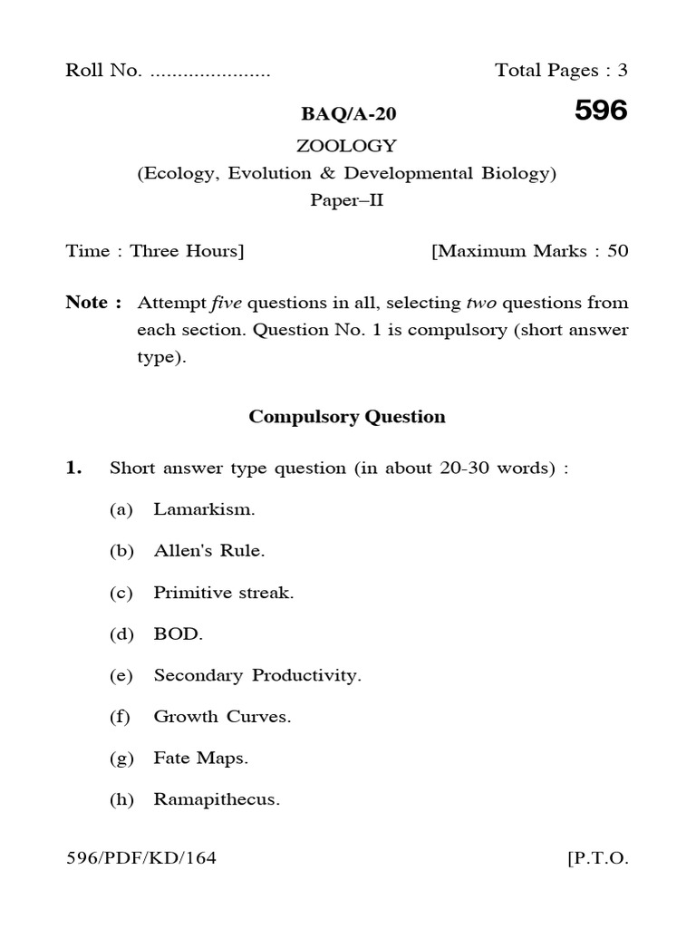Zoology Exam: Ecology & Evolution | PDF | Ecology | Biology