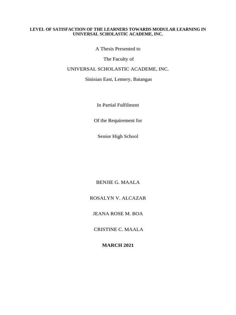 Benjie Maala Thesis | PDF | Learning | Metacognition