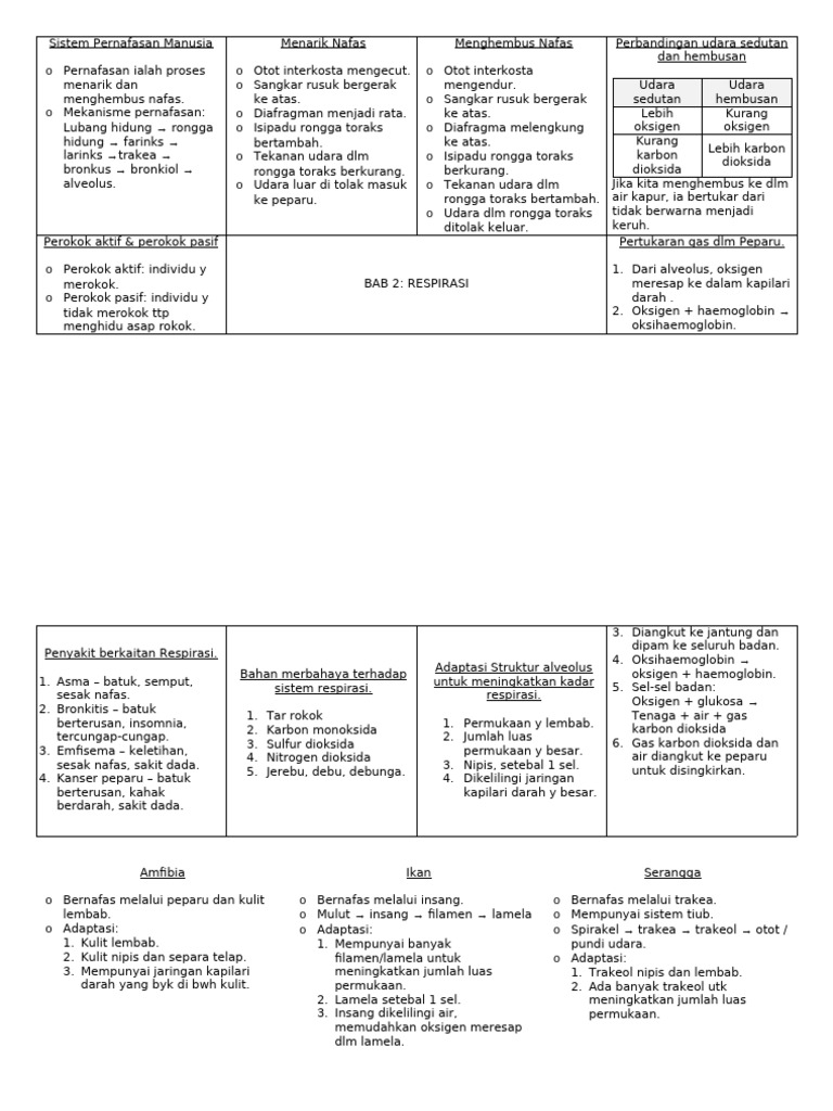 Bab 2 Respiration - BM | PDF