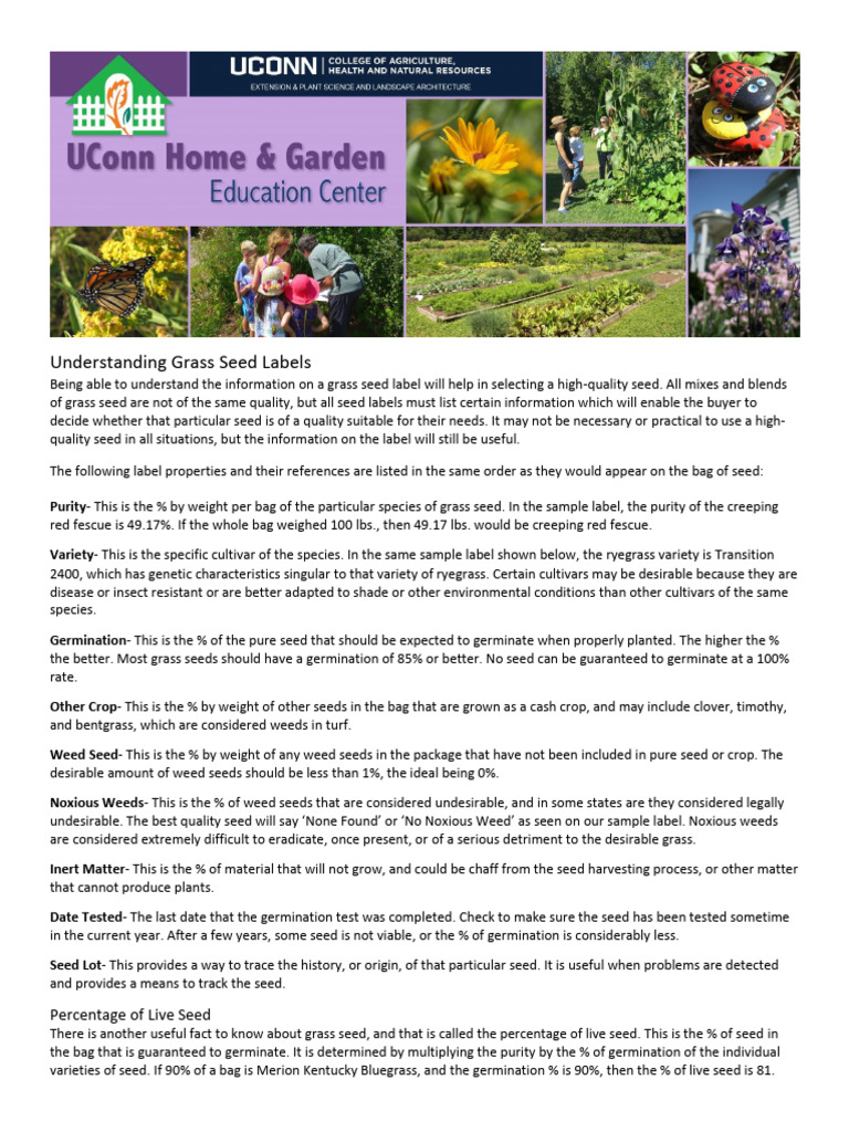 Understanding Grass Seed Labels | PDF | Seed | Weed