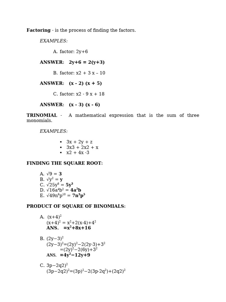 Trinomial | PDF