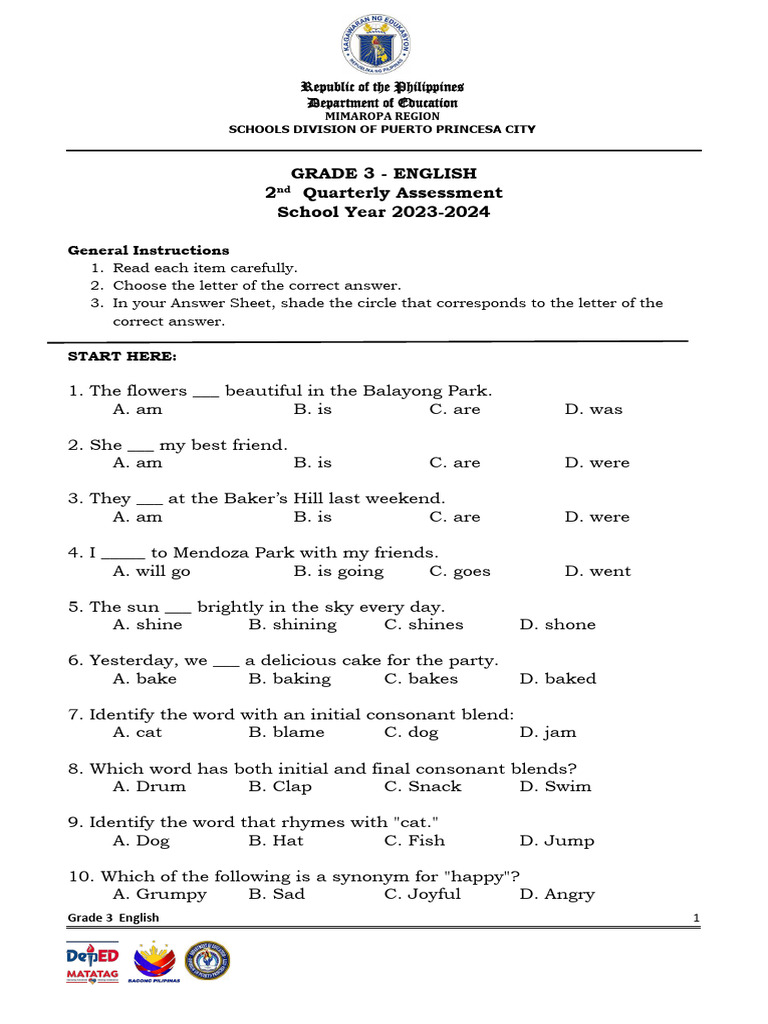Grade 3 English 2nd Qa | PDF | Linguistics