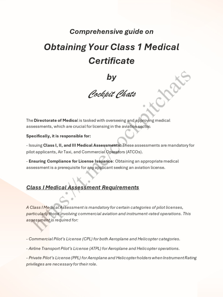 Class 1 Medical Certificate Guide | PDF | Aviation | Medical Specialties