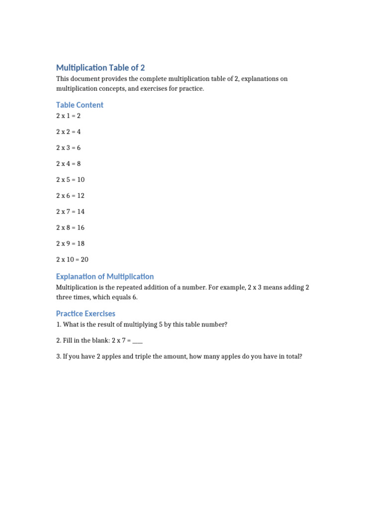 Enriched Table of 2 | PDF