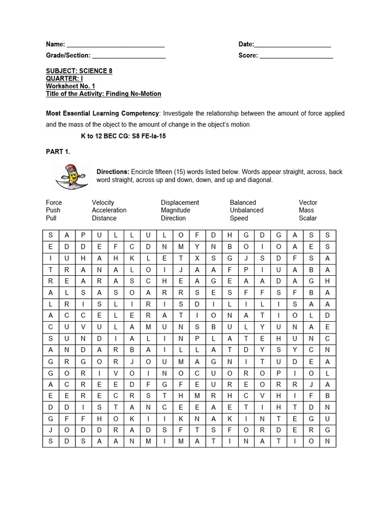 G8 DIVISION WORKSHEETS - FINAL Week 1 and 2 | PDF | Force | Acceleration