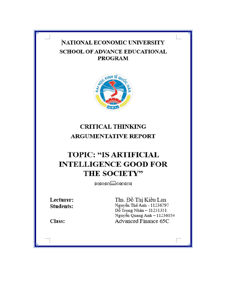 (Critical Thinking) - (Group 13) - Final Essay | PDF | Artificial Intelligence | Intelligence ...
