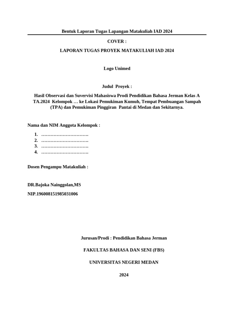 Bentuk Laporan Tugas Lapangan Matakuliah IAD 2024 | PDF