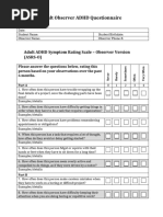 Adhd Questionnaire ASRS111 | PDF | Attention Deficit Hyperactivity ...