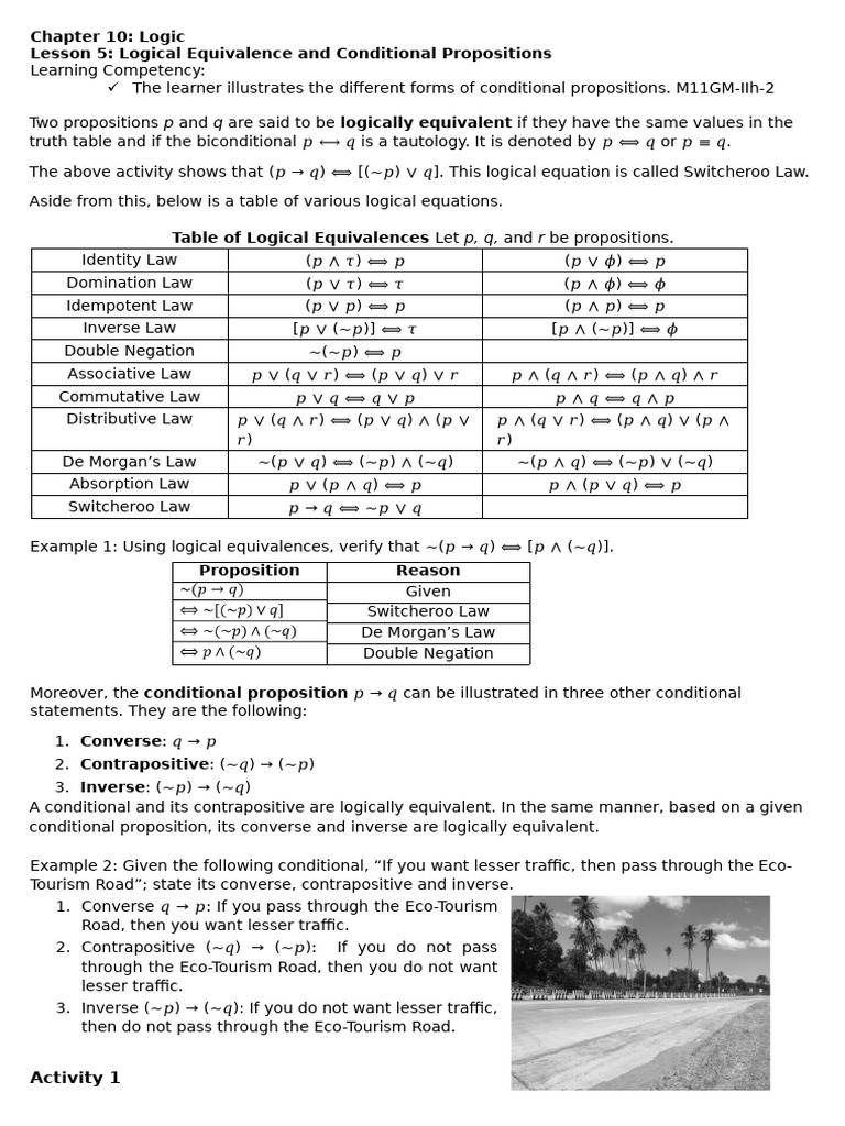 Chapter-10 Logic Lesson-5 Handout | PDF | If And Only If | Mathematical ...