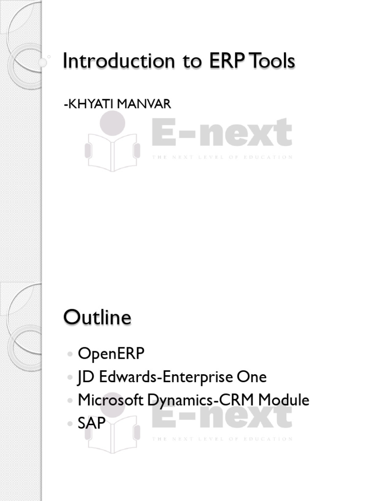 Overview of ERP Tools and Solutions | PDF | Enterprise Resource ...
