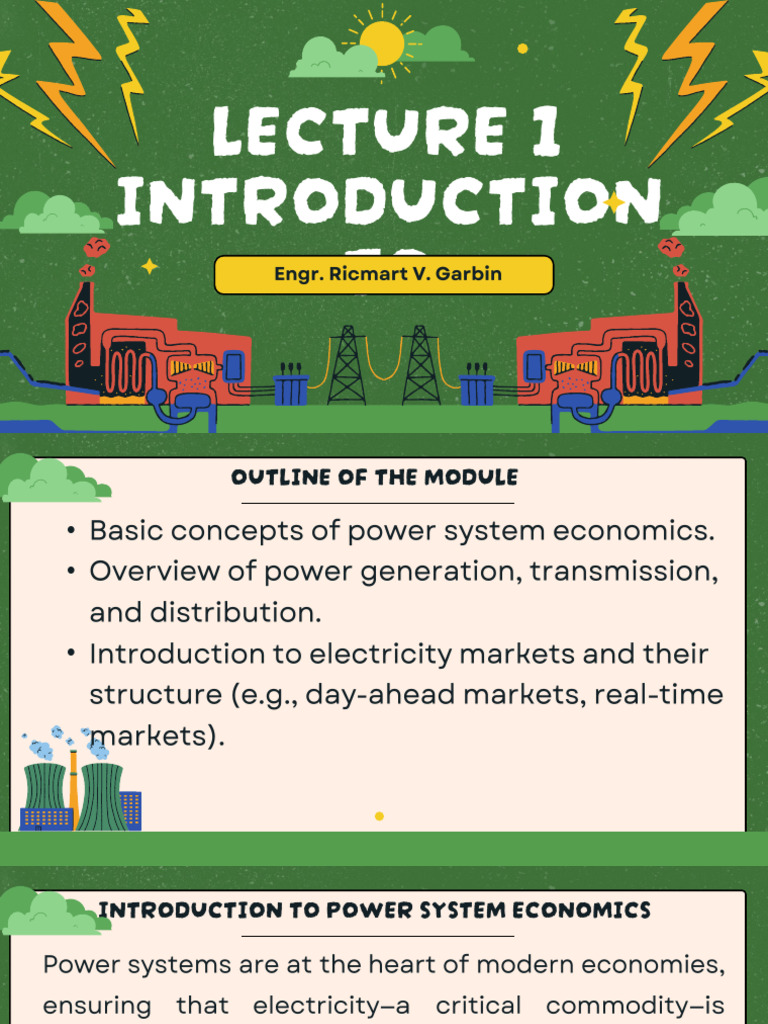 Lecture 1 - Introduction To Power System Economics | PDF | Electricity Generation | Electric ...