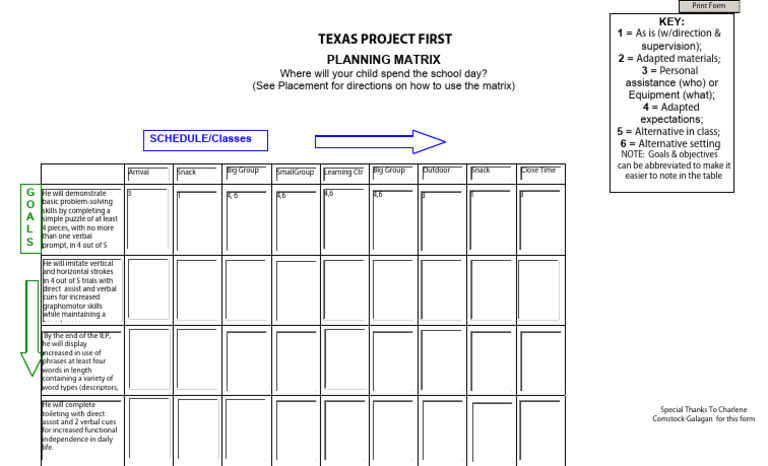 Planning Matrix Form Blank Fillable | PDF | Cognitive Science