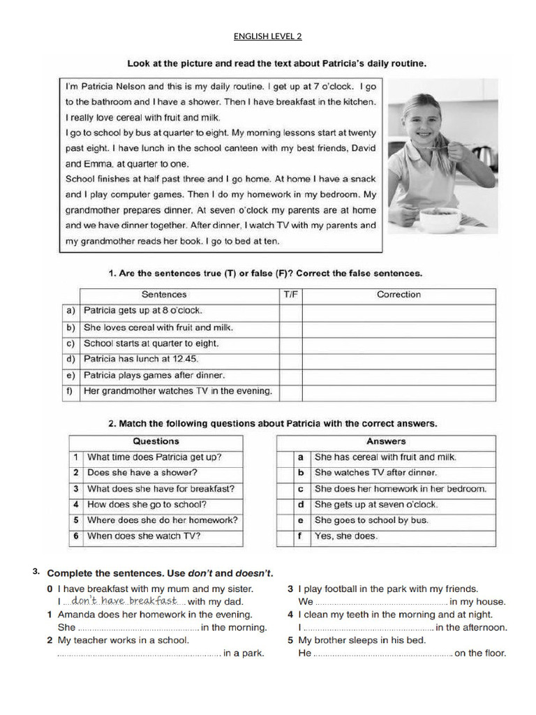 ENGLISH - Level 2 (Present Simple) | PDF