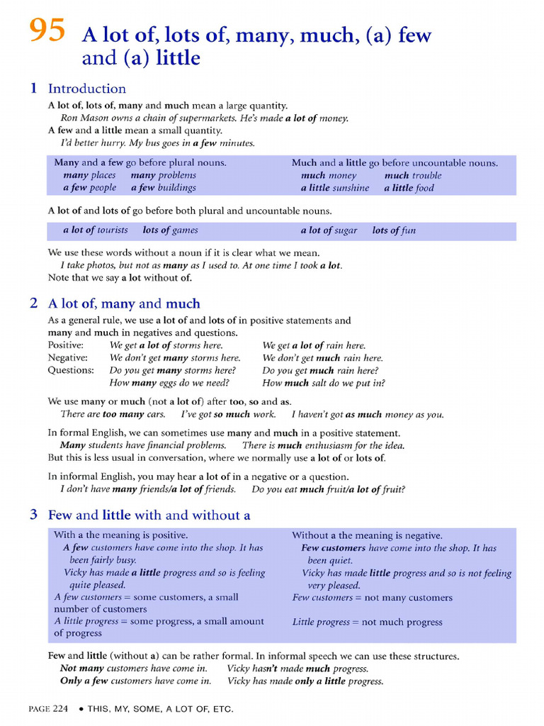 Grammar - Few, Little, Many, Much | PDF