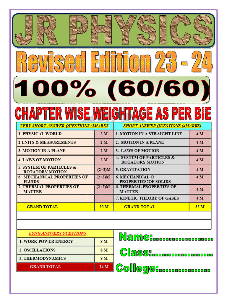 Ipe 11TH Physics Materials | PDF | Gases | Heat