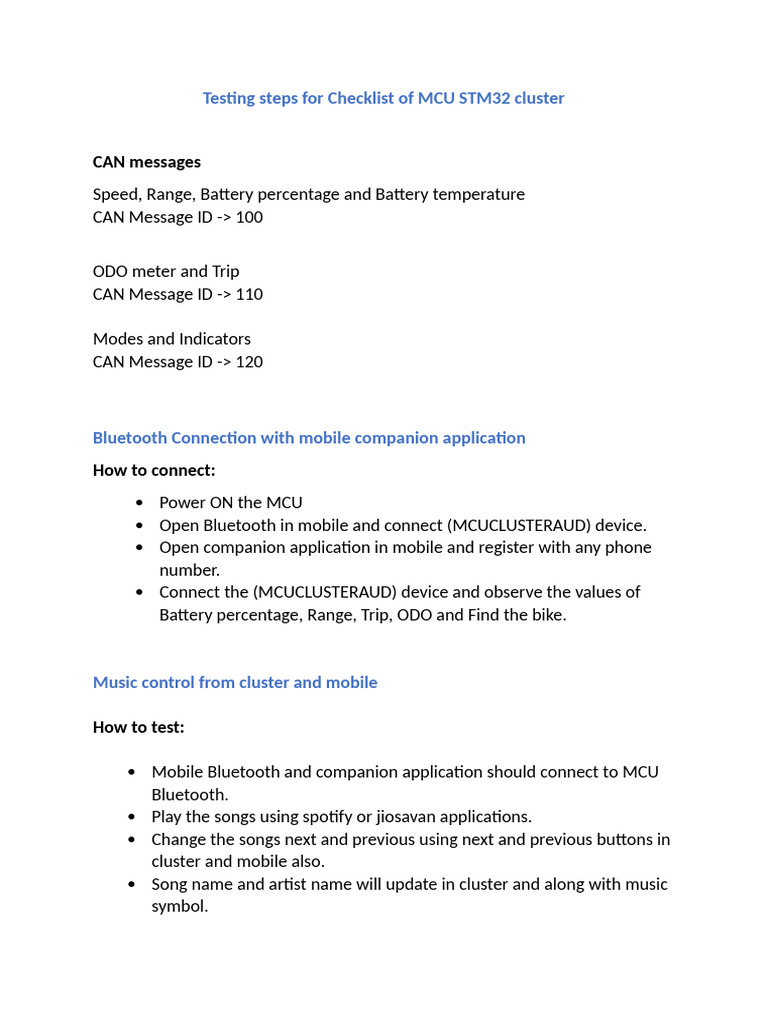 MCU Cluster Testing Process | PDF | Bluetooth | Microcontroller