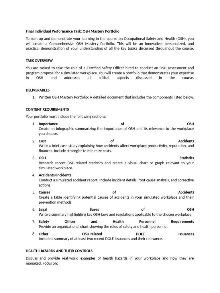Final Individual Performance Task | PDF | Hazards | Risk Assessment