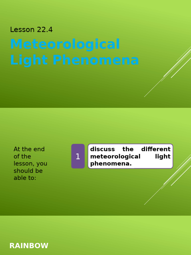Physical Science 22.4 Meteorological Light Phenomena | PDF | Rainbow | Sky