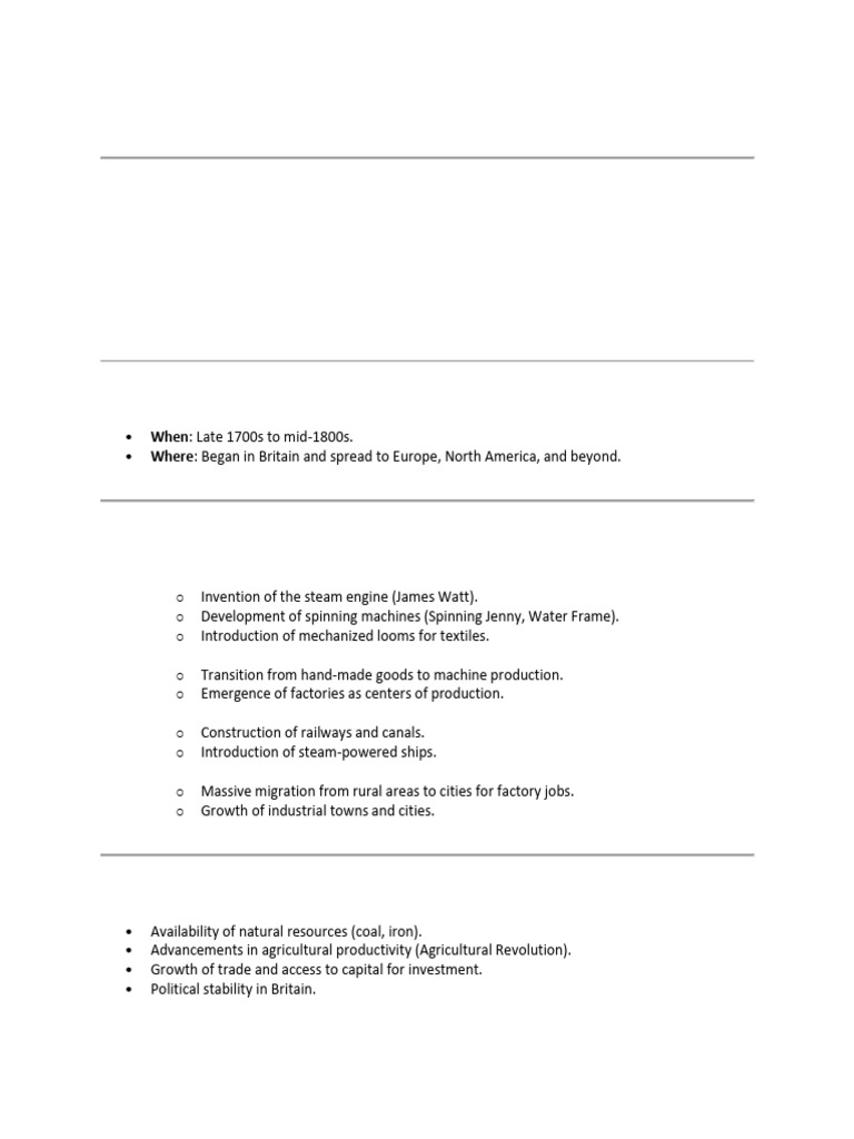 Industrial Revolution Summary | PDF