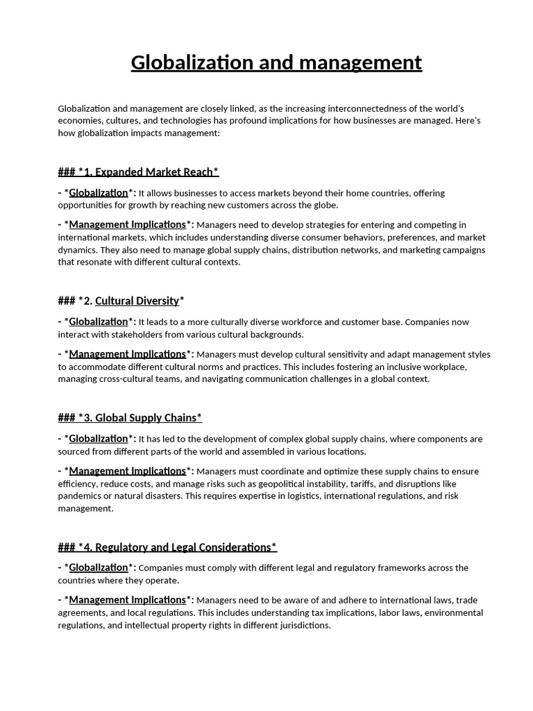 Globalization and Management | PDF | Corporate Social Responsibility ...