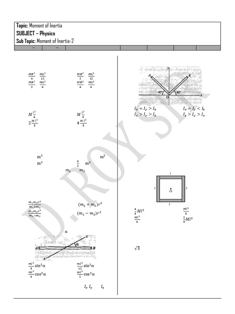 DPP-09 - Moment of Inertia-2 | PDF | Geometry | Physics