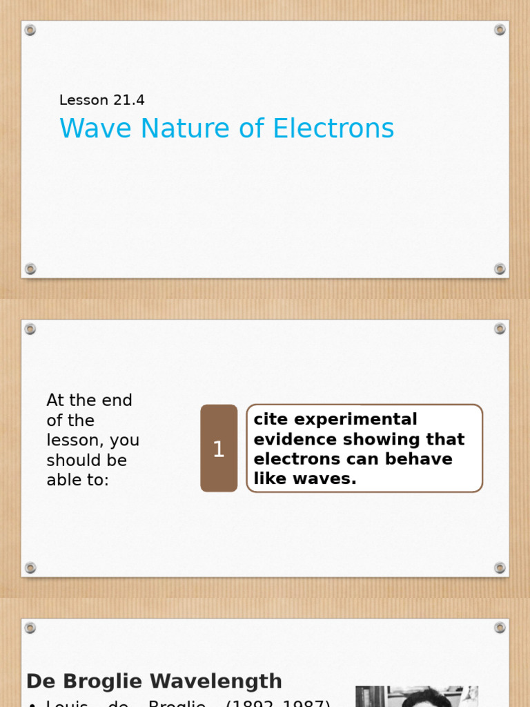 Physical Science SHS 21.4 Wave Nature of Electrons | PDF | Electron | Diffraction