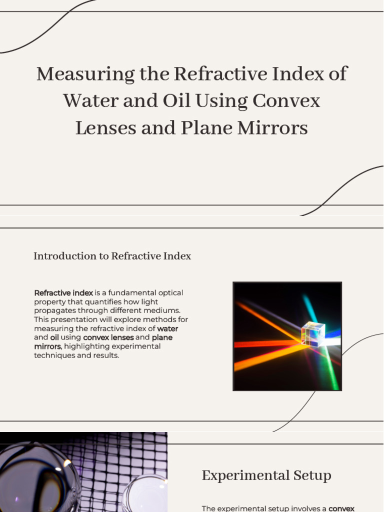 Slidesgo Measuring The Refractive Index of Water and Oil Using Convex ...