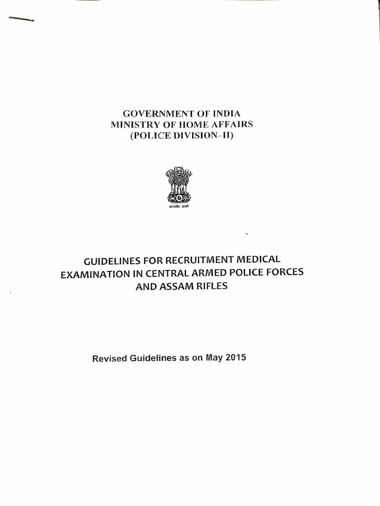 CAPF Medical Examination Guidelines 2015 | PDF | Clinical Medicine ...