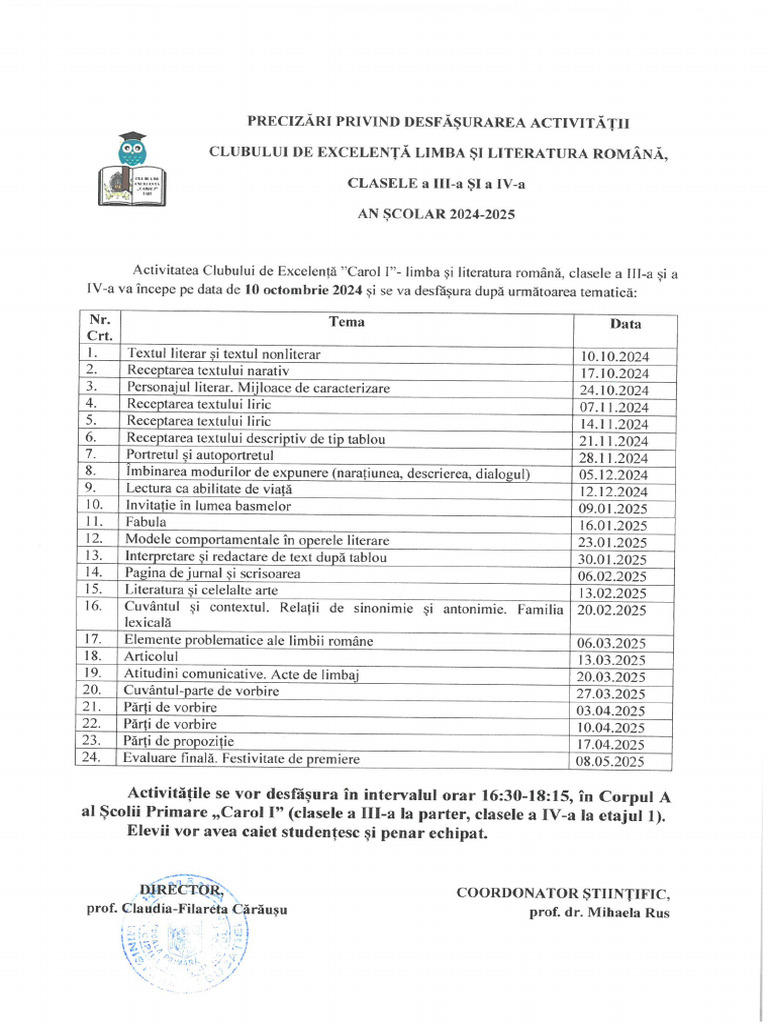 Precizari Activitate Cec 2024 2025 | PDF
