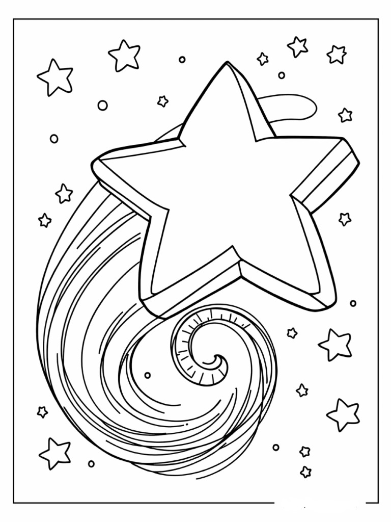 A Shooting Star With A Long Tail To Decorate Coloring Page | PDF