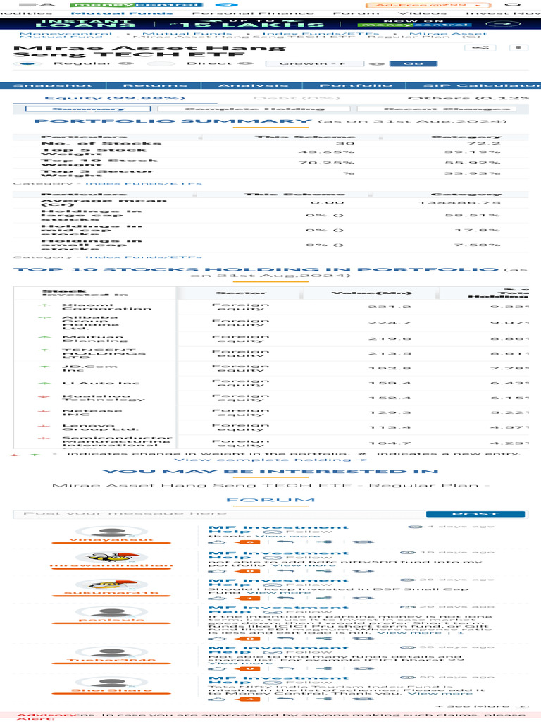 Mirae Asset Hang Seng TECH ETF Portfolio Mirae Asset Mutual Fund ...