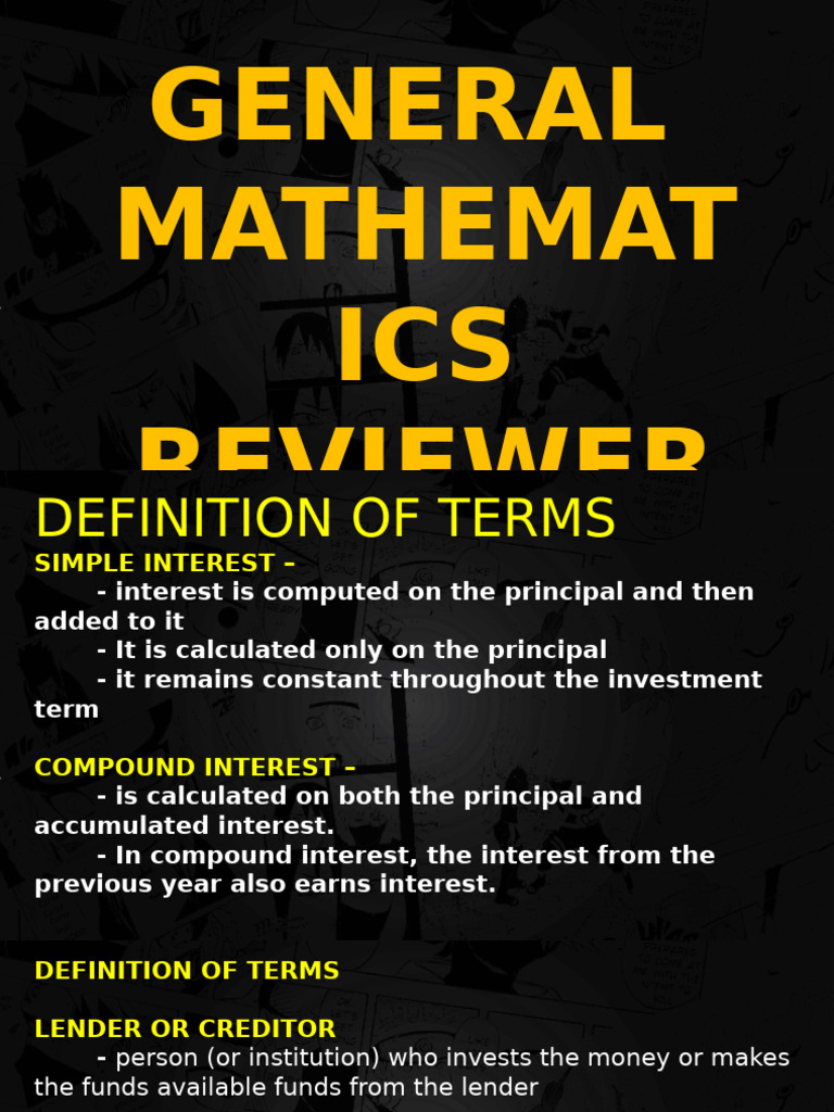 Gen Math Reviewer | PDF | Interest | Compound Interest
