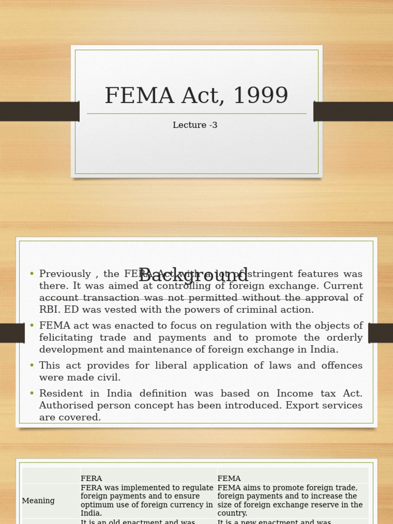Overview of FEMA Act, 1999 Regulations | PDF | Justice | Crime & Violence