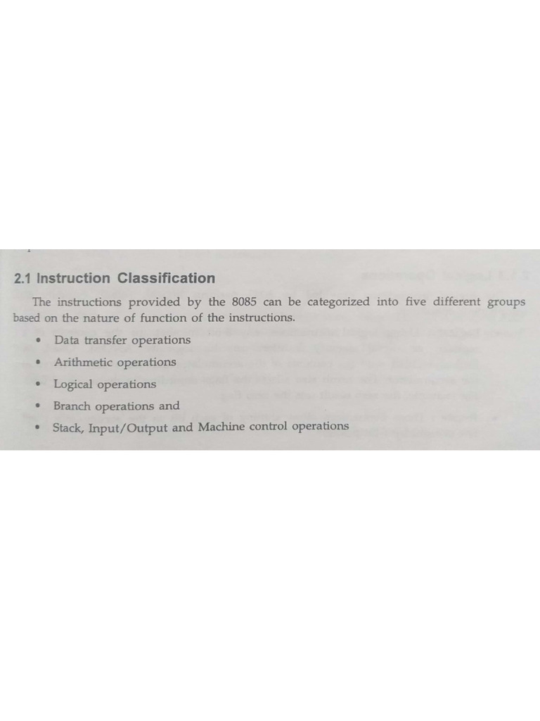 8085 Instruction Classification | PDF