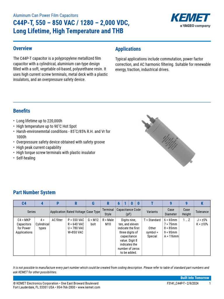 Kemet C44P-T Capacitor | PDF | Capacitor | Reliability Engineering