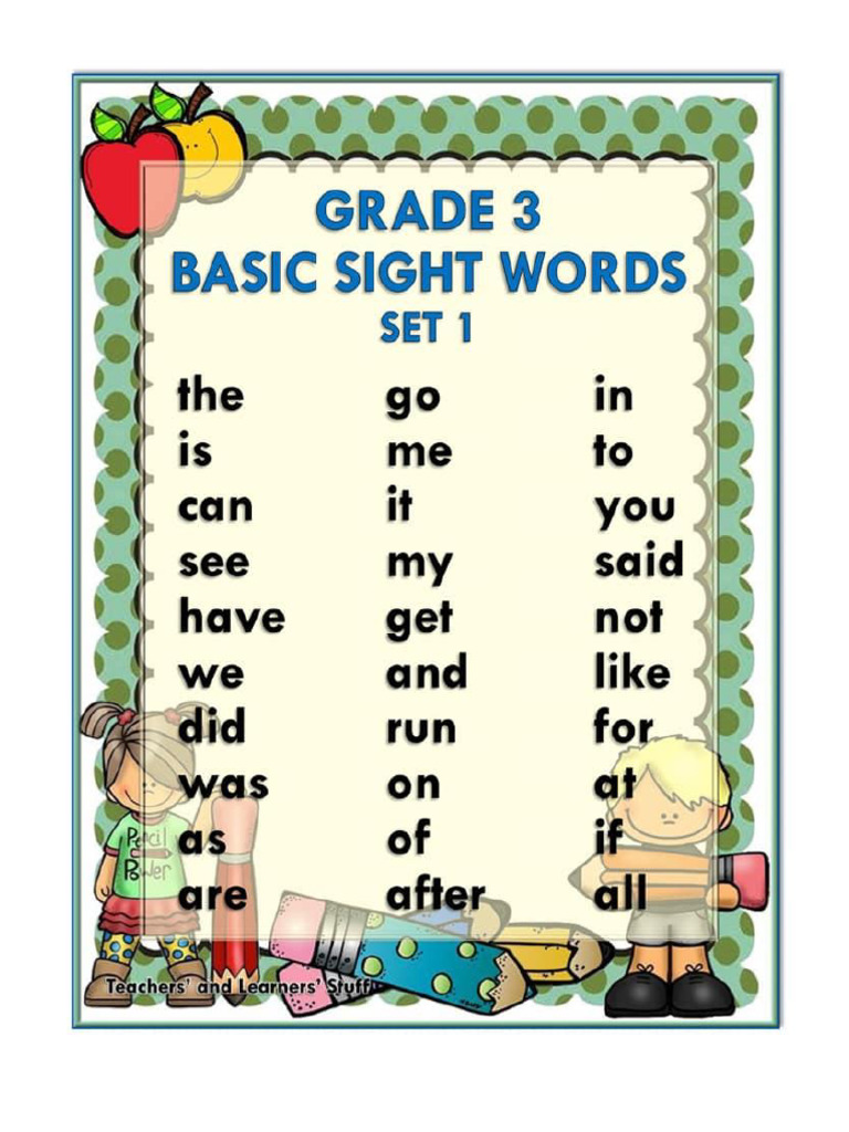 Basic Sight Words Grade 3 | PDF