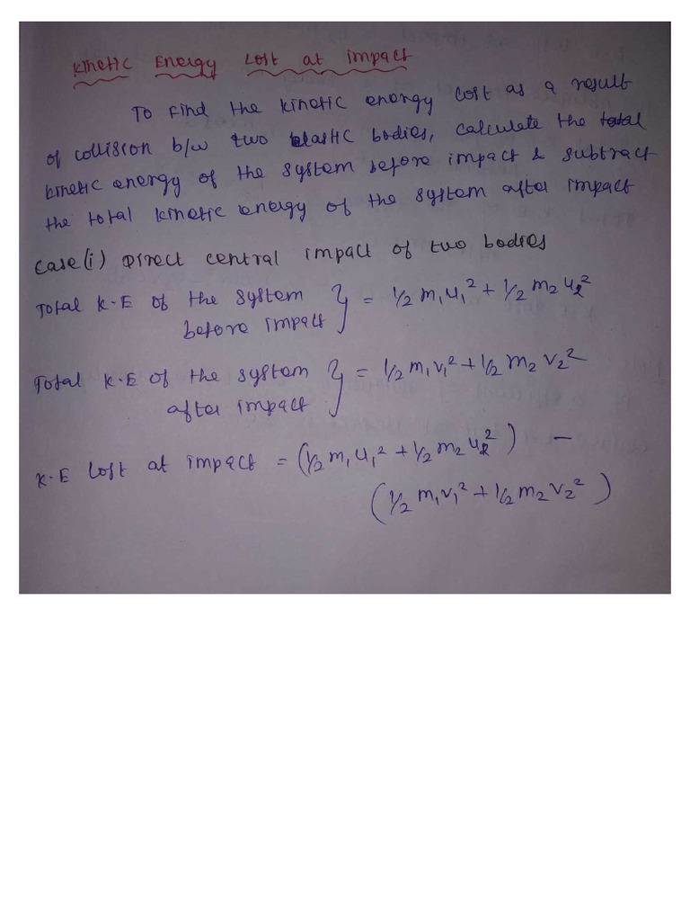 Loss of Kinetic Energy | PDF
