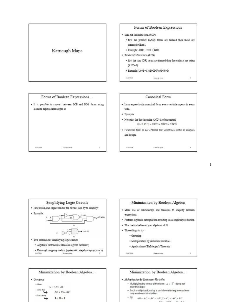 1.8 - Karnaugh - Maps | PDF | Applied Mathematics | Mathematical Logic