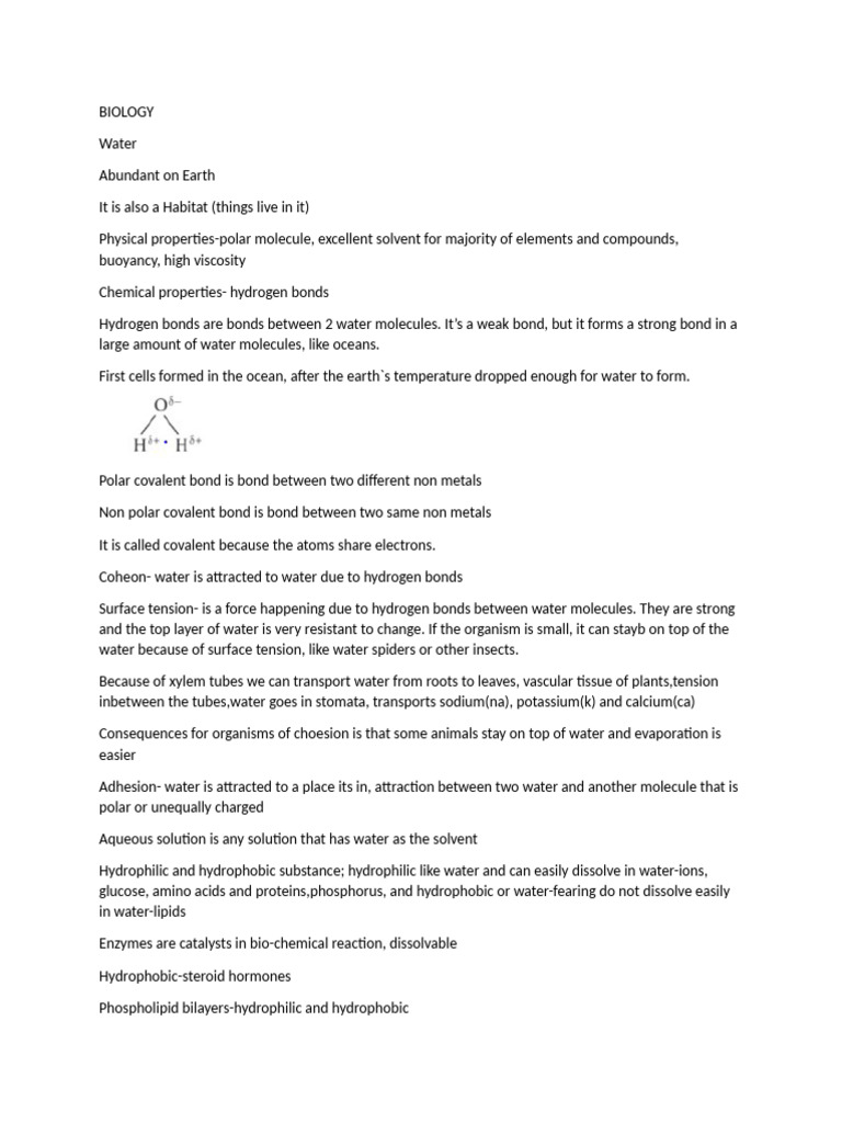 Water Notes Ib Curriculum | PDF