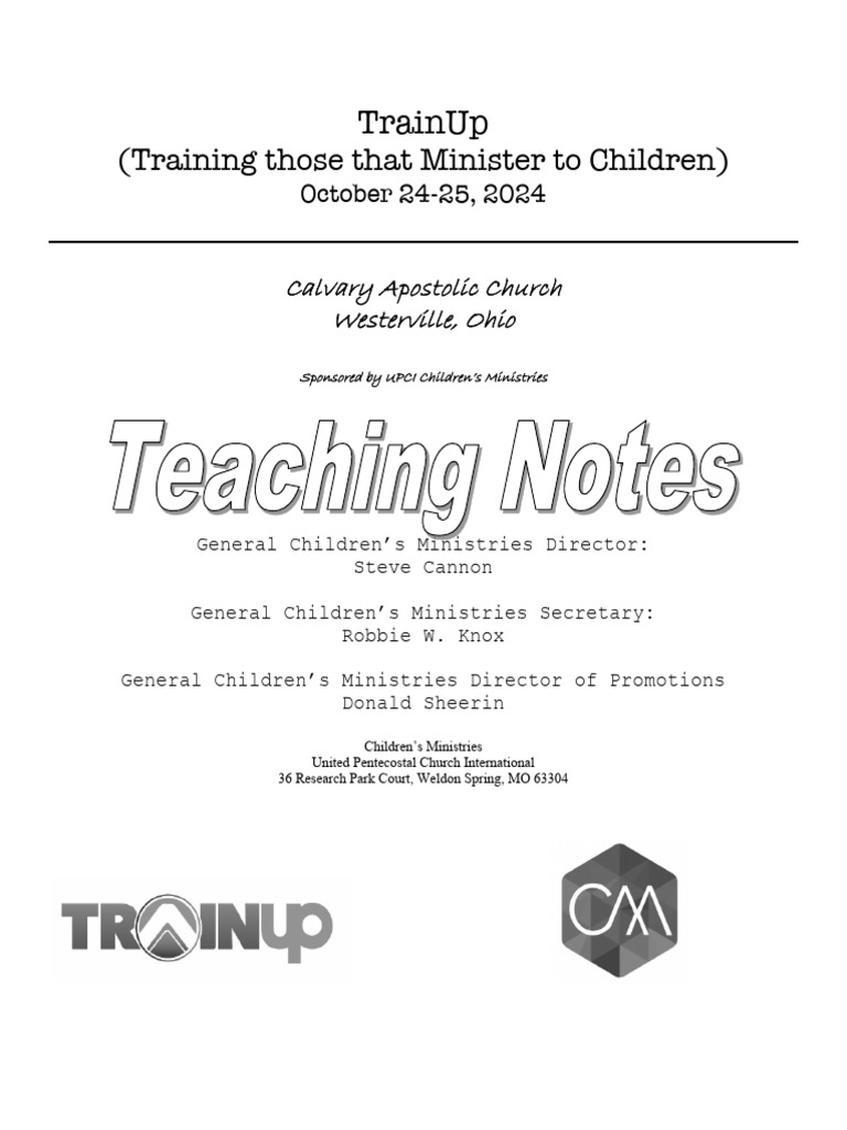 Notebook TrainUp 2024 Columbus OH - Update | PDF | Learning | Jesus