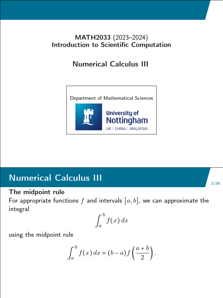 Numerical Calculus Iii Pdf Integral Numerical Analysis