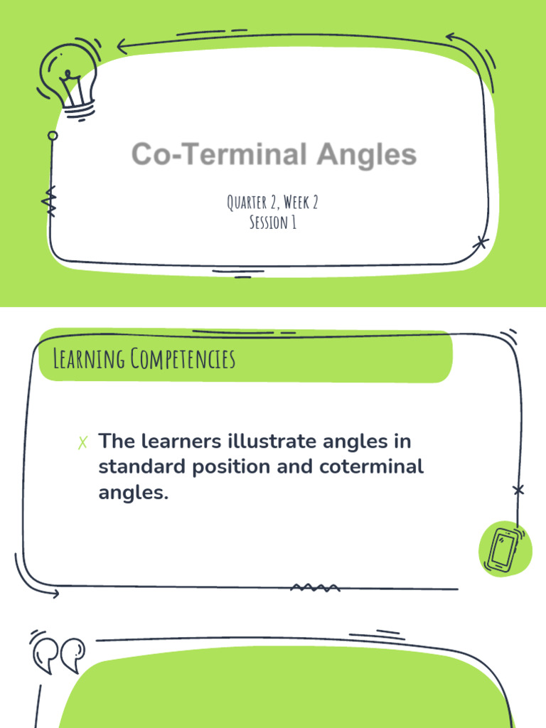 Pre Calculus Q2 Week 2 Angles in Standard Position and Coterminal ...