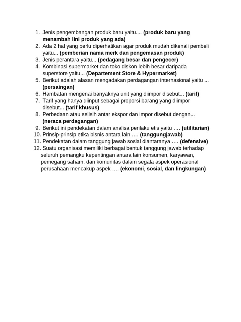 Latihan Soal Pengantar Bisnis | PDF