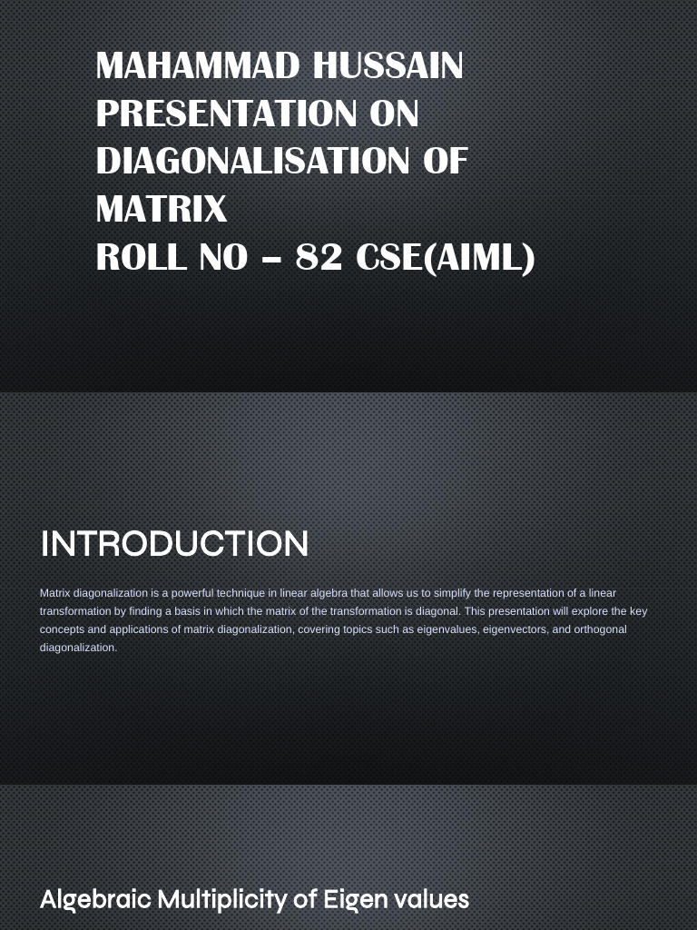 Aiml Mahammad Hussain 82 | PDF | Eigenvalues And Eigenvectors | Matrix (Mathematics)