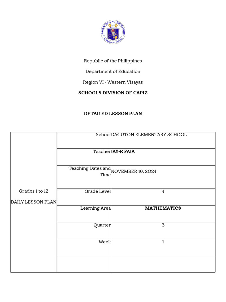 Dasal - Marynor - Dayaday - Day 2 - Session 1 | PDF | Lesson Plan ...